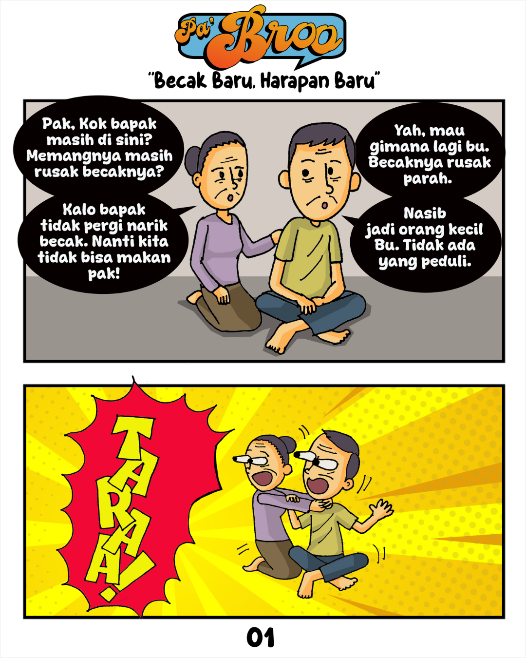 Komik Pak Broo : Becak Baru, Semangat Baru